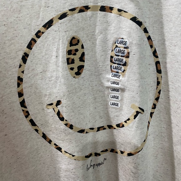 Tops | Nwt Leopard Print Smiley Face Tshirt Size L | Poshmark